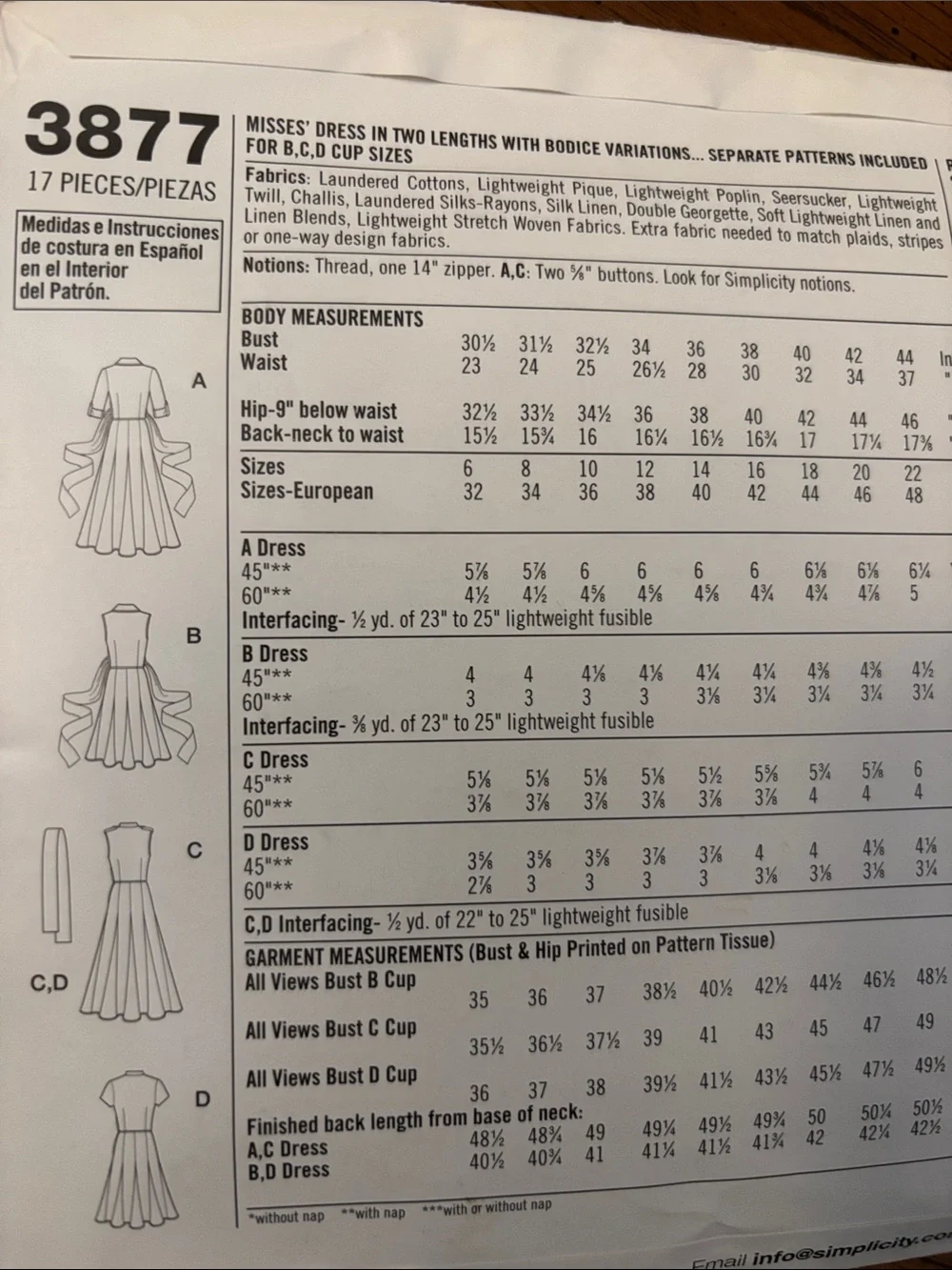 Simplicity | Other | 3877 Sewing Pattern For Misses Dresses From The ...